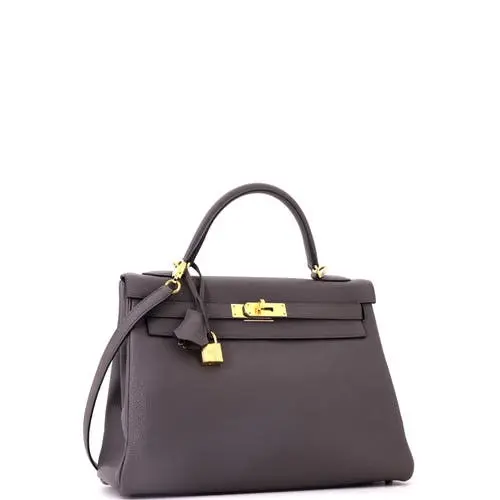 Hermès Kelly Handbag Togo With Gold Hardware 32 - Grey