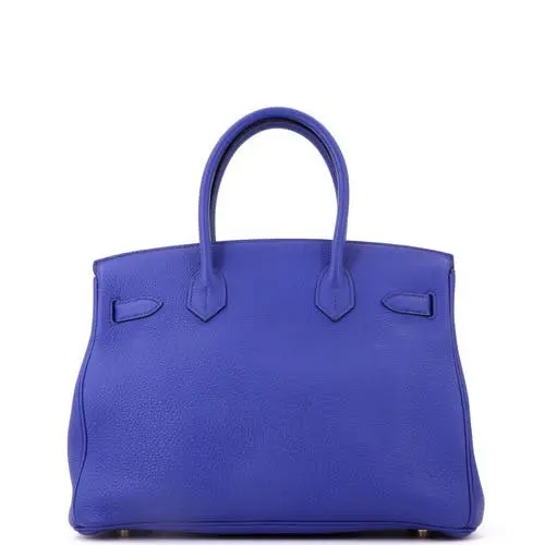 Hermès Birkin Handbag Togo With Gold Hardware 30 - Blue