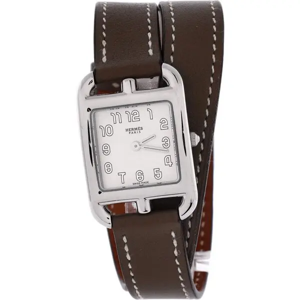 Hermès Cape Cod Double Tour Quartz Watch Stainless Steel And Leather 23 - Grey