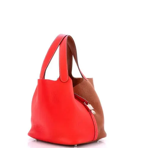 Hermès Picotin Lock Bag Bicolor Clemence Mm - Red