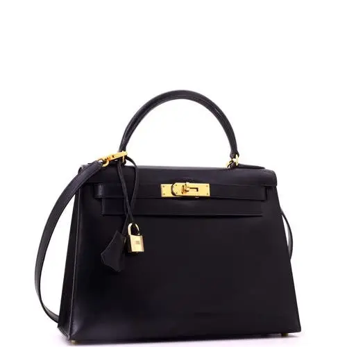 Hermès Kelly Handbag Box Calf With Gold Hardware 28 - Black