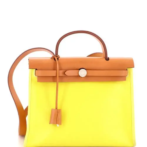 Hermès Herbag Zip Berline Vache Canvas And Leather 31
