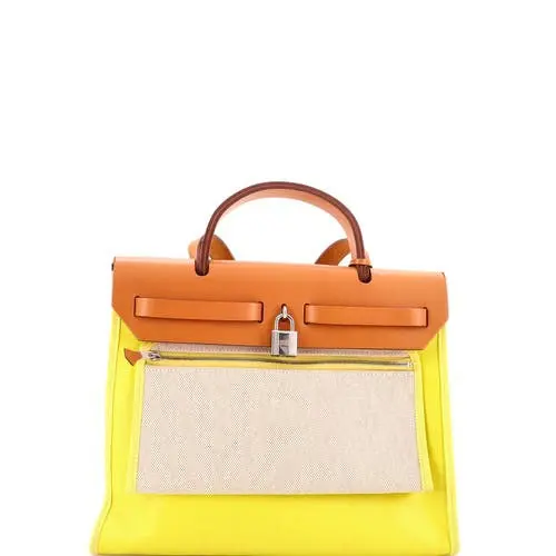 Hermès Herbag Zip Berline Vache Canvas And Leather 31