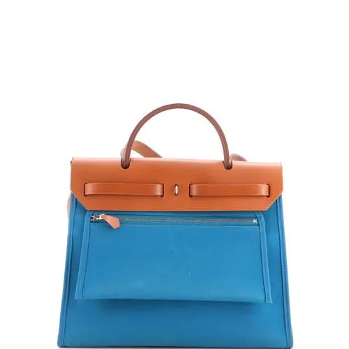 Hermès Herbag Zip Leather And Toile 31 - Blue