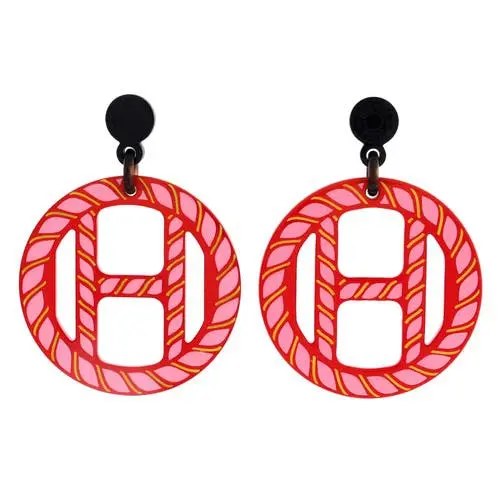Hermès H Equipe Nautique Earrings Metal And Lacque Horn - Red