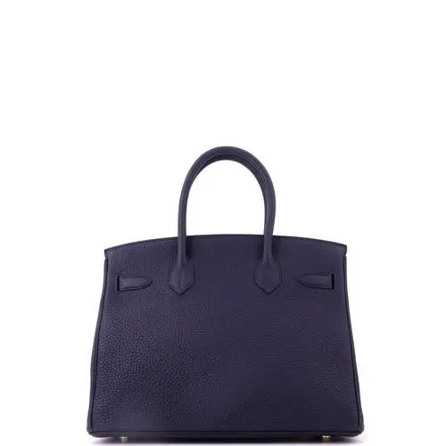 Hermès Birkin Handbag Togo With Gold Hardware 30 - Blue