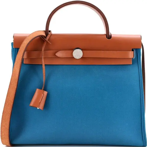 Hermès Herbag Zip Leather And Toile 31 - Blue