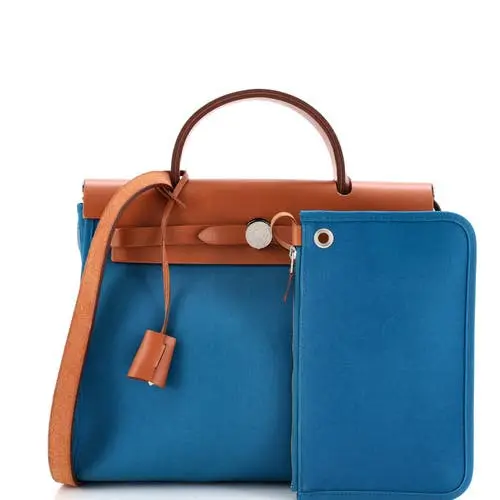 Hermès Herbag Zip Leather And Toile 31 - Blue