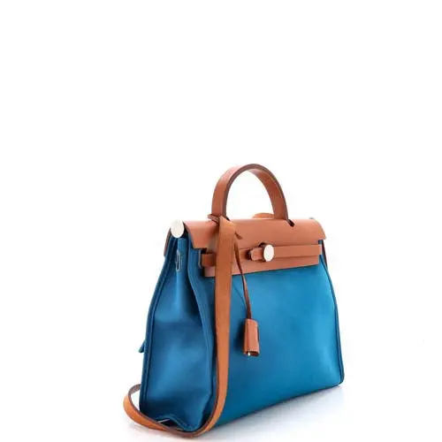 Hermès Herbag Zip Leather And Toile 31 - Blue