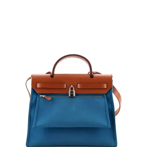 Hermès Herbag Zip Leather And Toile 31 - Blue