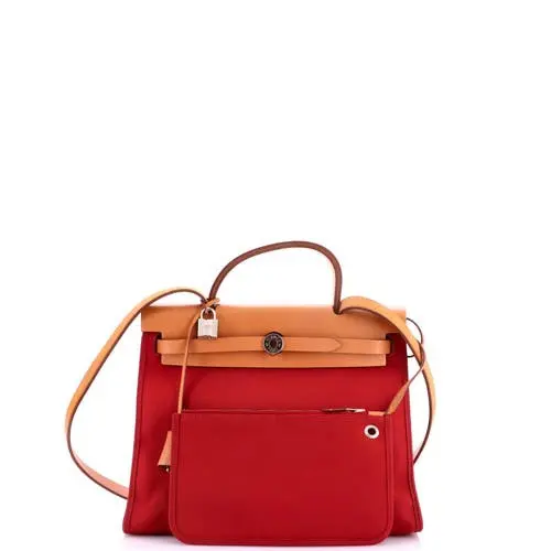 Hermès Herbag Zip Leather And Toile 31 - Red