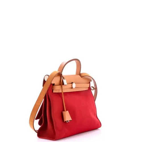 Hermès Herbag Zip Leather And Toile 31 - Red