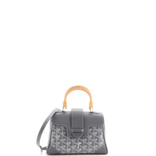 Goyard Saigon Top Handle Bag Coated Canvas With Leather Mini - Grey
