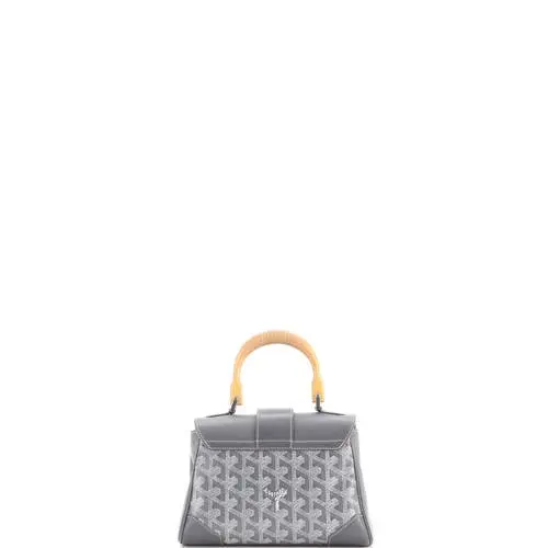 Goyard Saigon Top Handle Bag Coated Canvas With Leather Mini - Grey