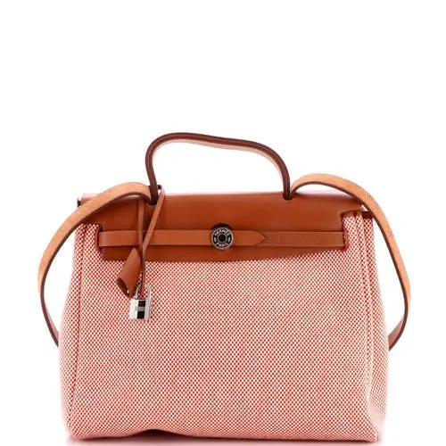 Hermès Herbag Zip Criss Viking Toile And Leather 31 - Red