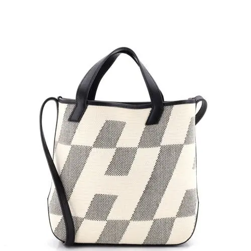 Hermès Cabas H En Biais Tote Canvas With Leather 27