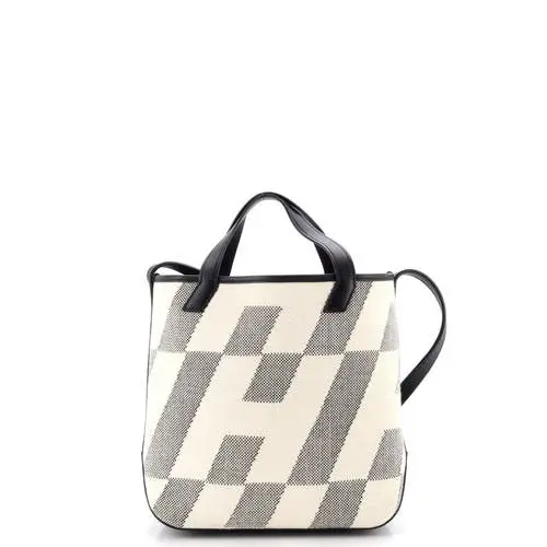 Hermès Cabas H En Biais Tote Canvas With Leather 27