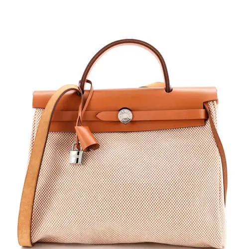 Hermès Herbag Zip Criss Viking Toile And Leather 31 - White