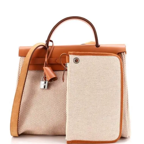 Hermès Herbag Zip Criss Viking Toile And Leather 31 - White