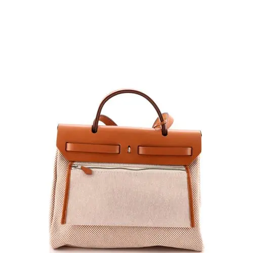 Hermès Herbag Zip Criss Viking Toile And Leather 31 - White