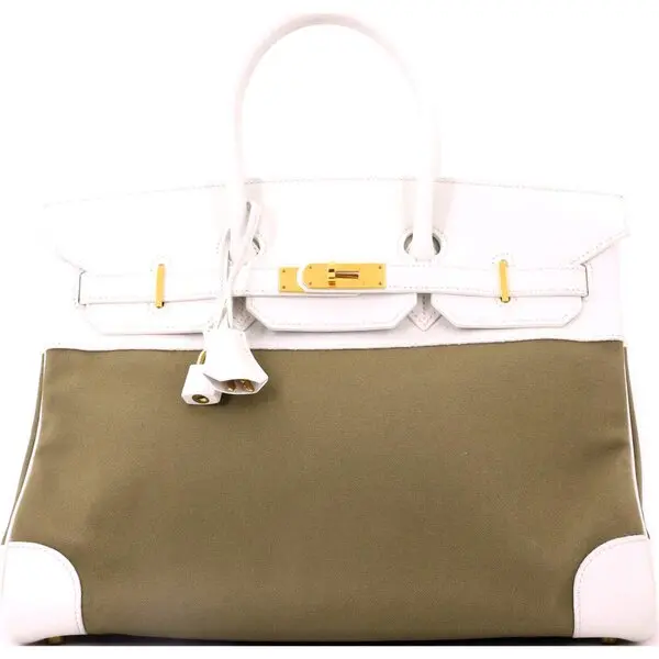 Hermès Birkin Handbag Toile And Courchevel With Gold Hardware 35 - White