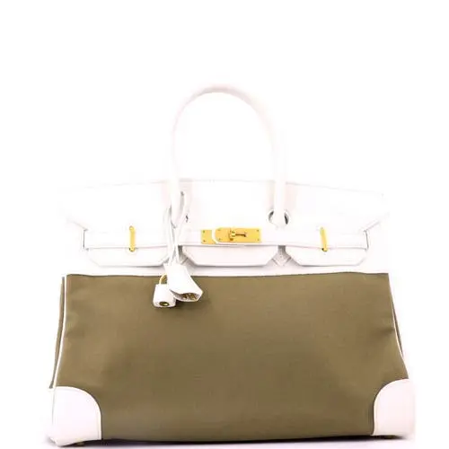 Hermès Birkin Handbag Toile And Courchevel With Gold Hardware 35
