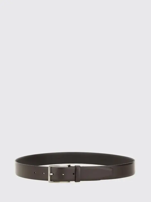BOSS Adjustable Smooth Leather Belt With Pin Buckle - Brown