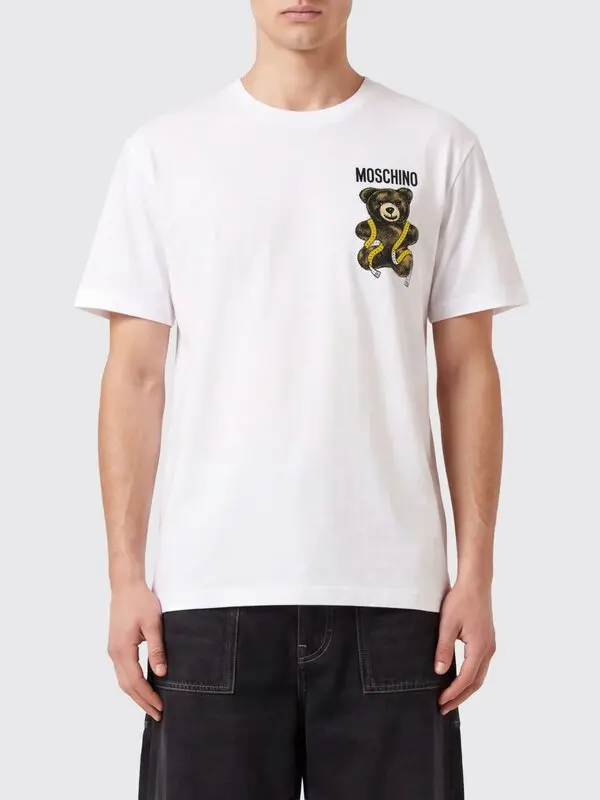 Moschino Cotton Crewneck T-shirt With Logo And Teddy Bear Print - White