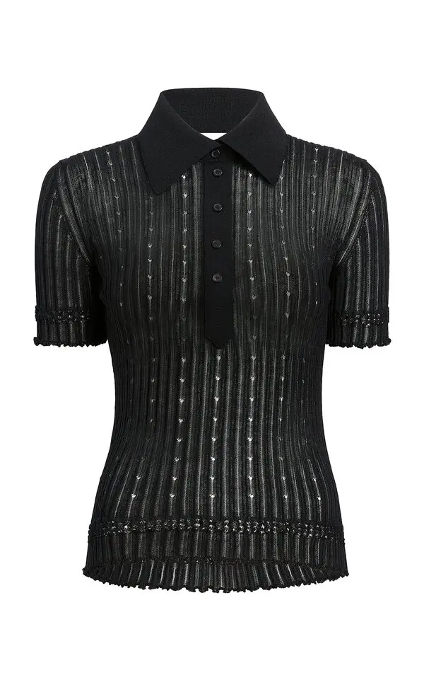 Khaite Sanders Collared Knit Polo Top