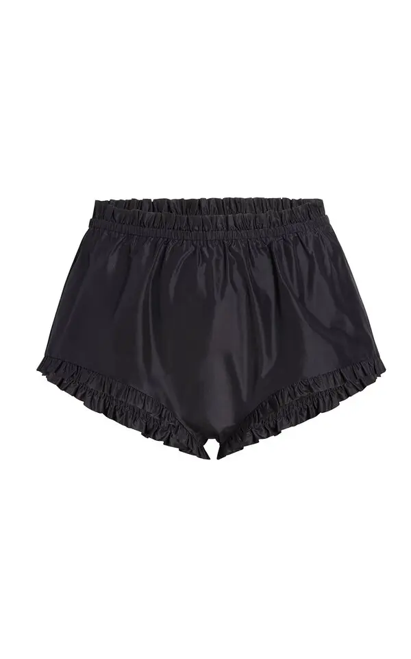 Khaite Eris Ruffled Silk Shorts - Black