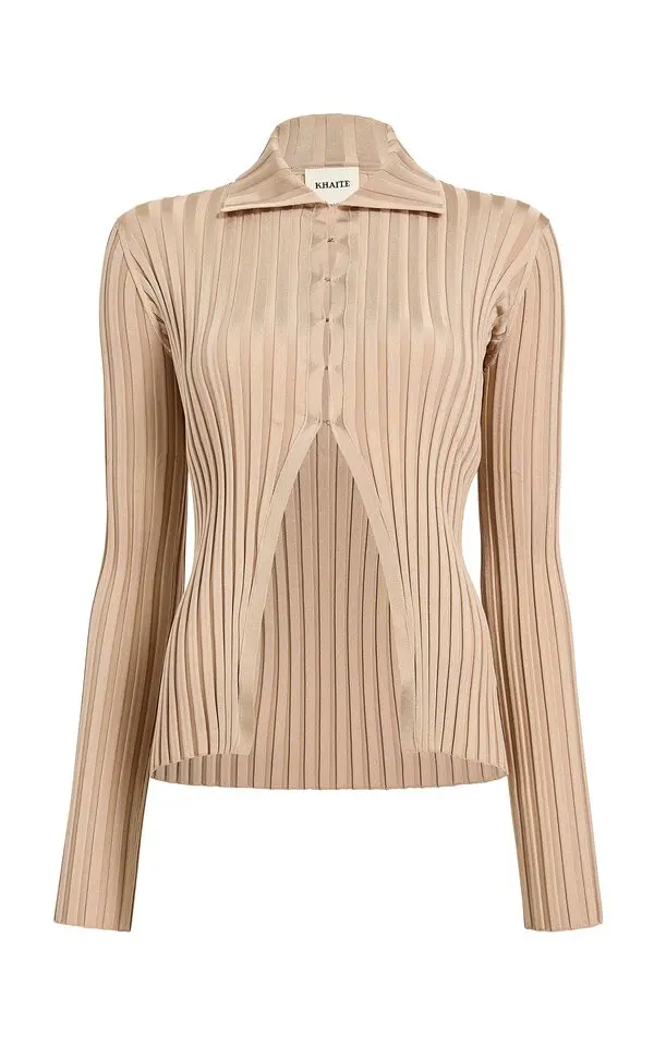 Khaite Jadette Ribbed Knit Top