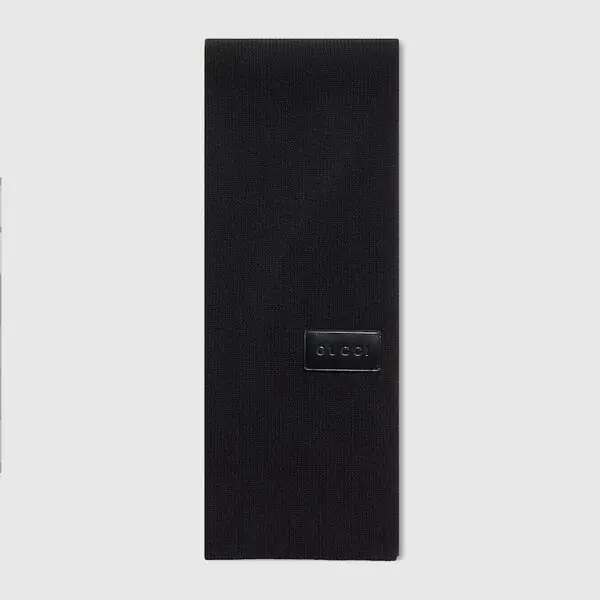 Gucci Rib Wool Scarf - Black