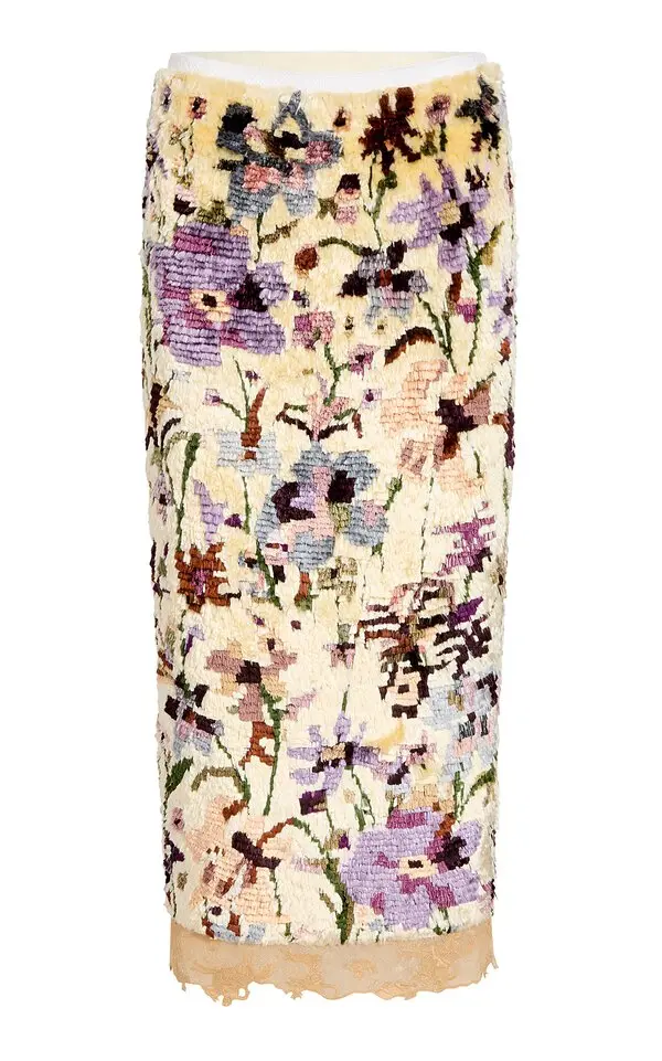 Khaite Simbie Embroidered Midi Skirt