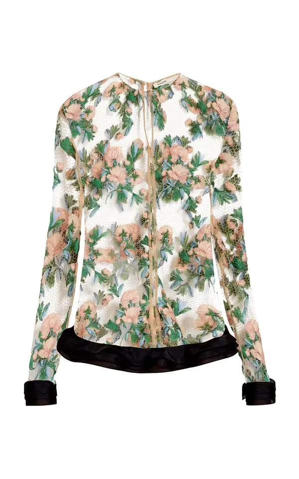 Khaite Lamina Embroidered Cotton-blend Top