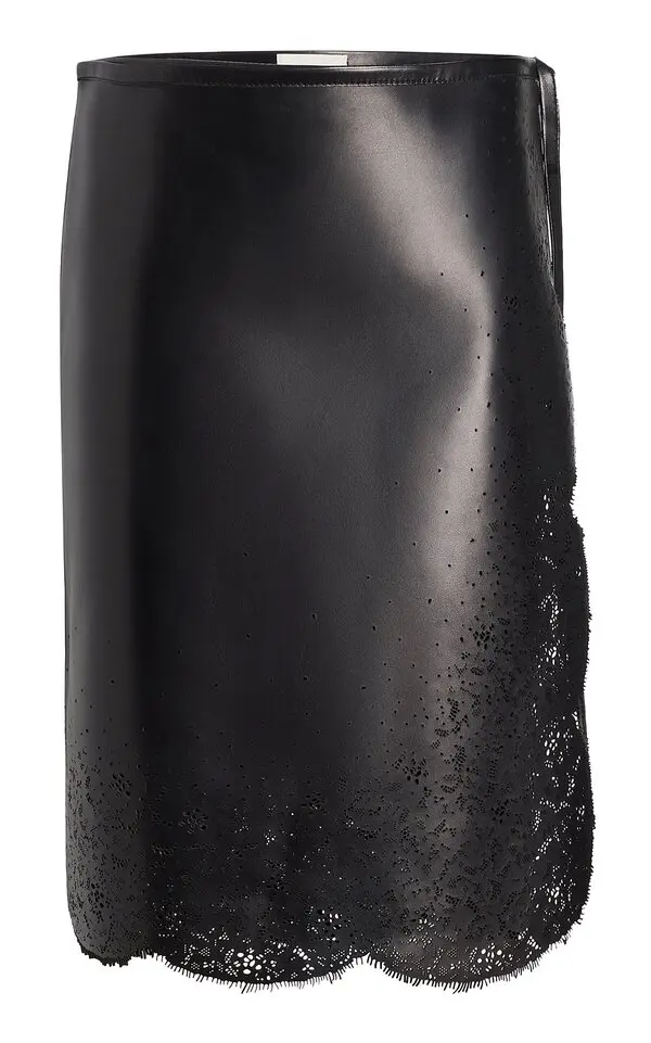 Khaite Apaleen Embroidered Leather Midi Skirt