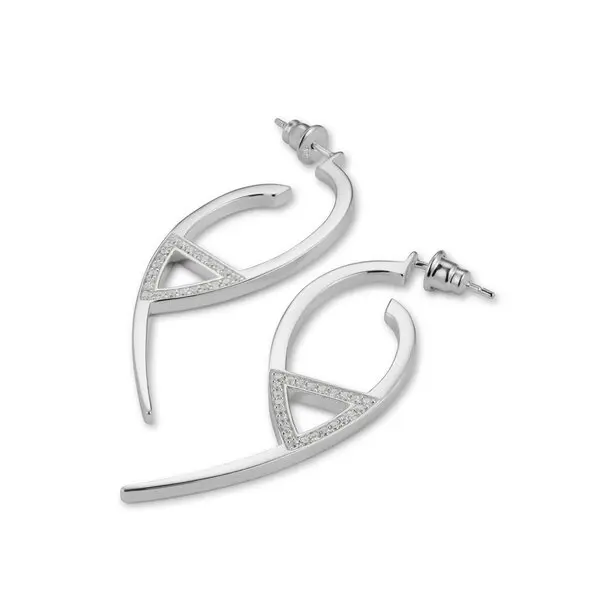 TOOLALLY Flick Earrings Large Sterling & Cubic Zirconia