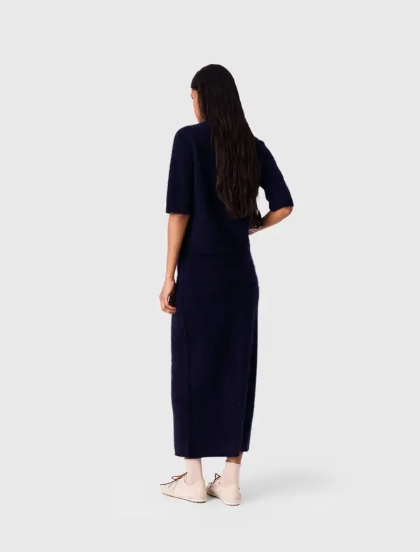 Maje Knit Pencil Skirt - Navy