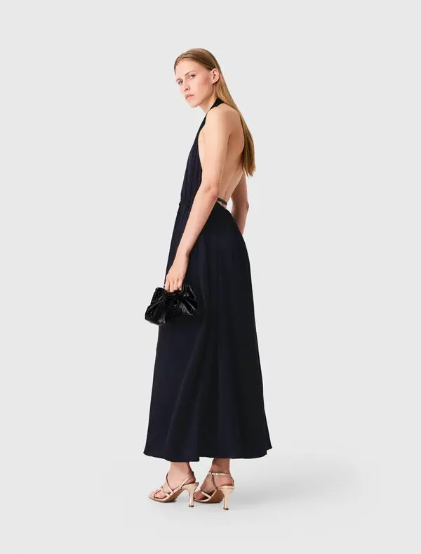 Maje Backless Pleated Maxi Dress