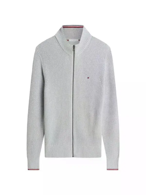 Tommy Hilfiger Zip-up Ribbed Cardigan - Grey