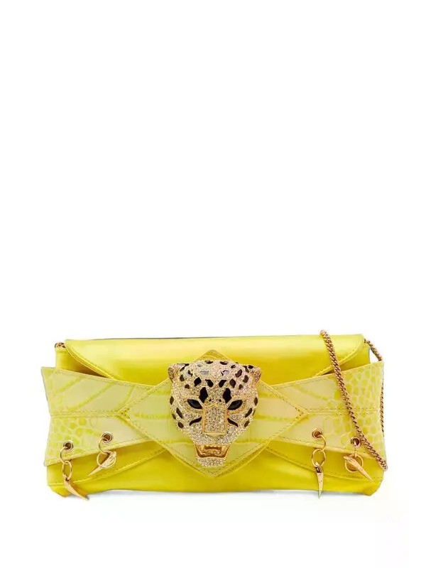 Roberto Cavalli Croc-embossed Chain Clutch Bag