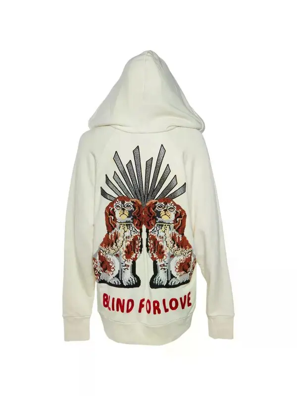 Gucci Distressed Logo-print Hoodie - Neutrals