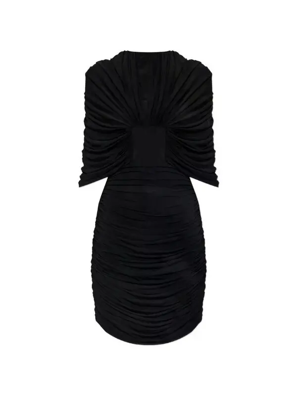 THE MANNEI Ruched Draped-detail Mini Dress - Black