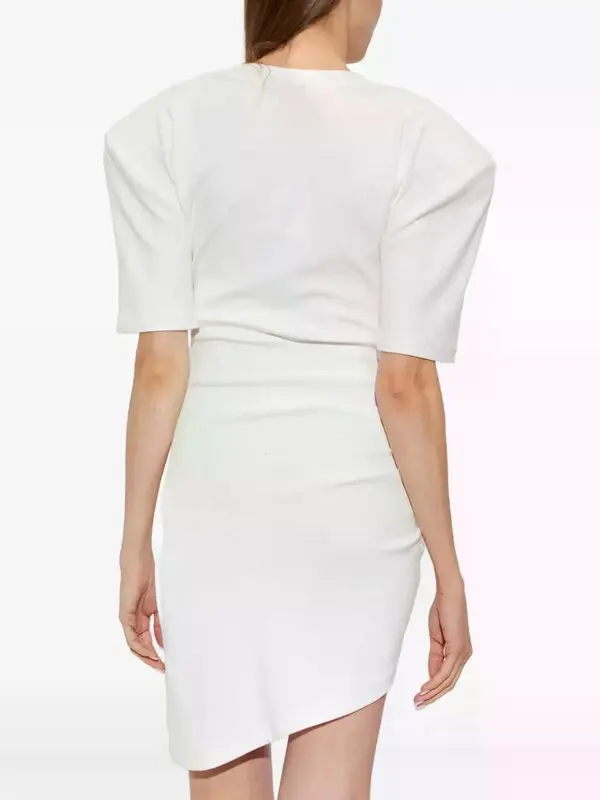 THE MANNEI Ruched Asymmetric Mini Dress - White