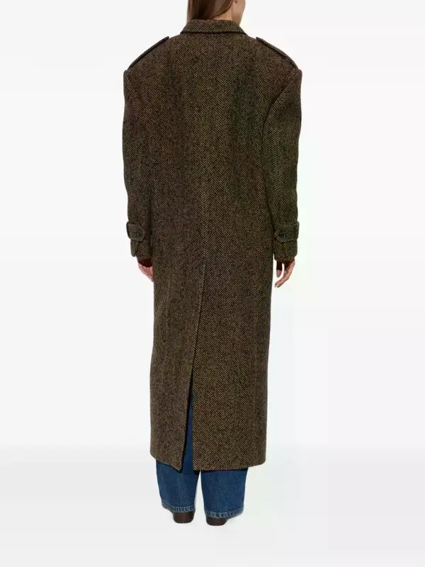 THE MANNEI Herringbone Double-breasted Coat