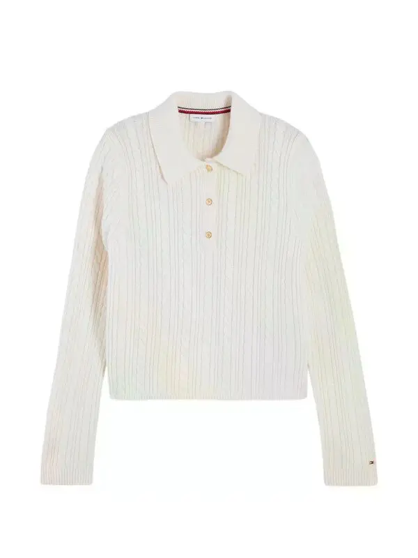 Tommy Hilfiger Cable-knit Polo Sweater - Neutrals