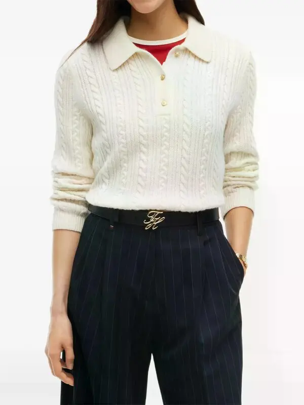 Tommy Hilfiger Cable-knit Polo Sweater