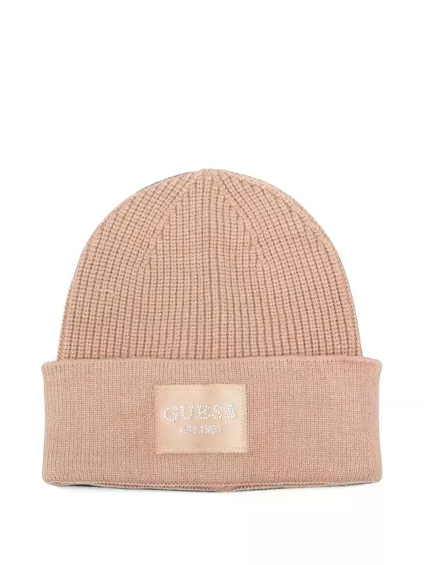 Guess Logo-patch Ribbed Beanie Hat