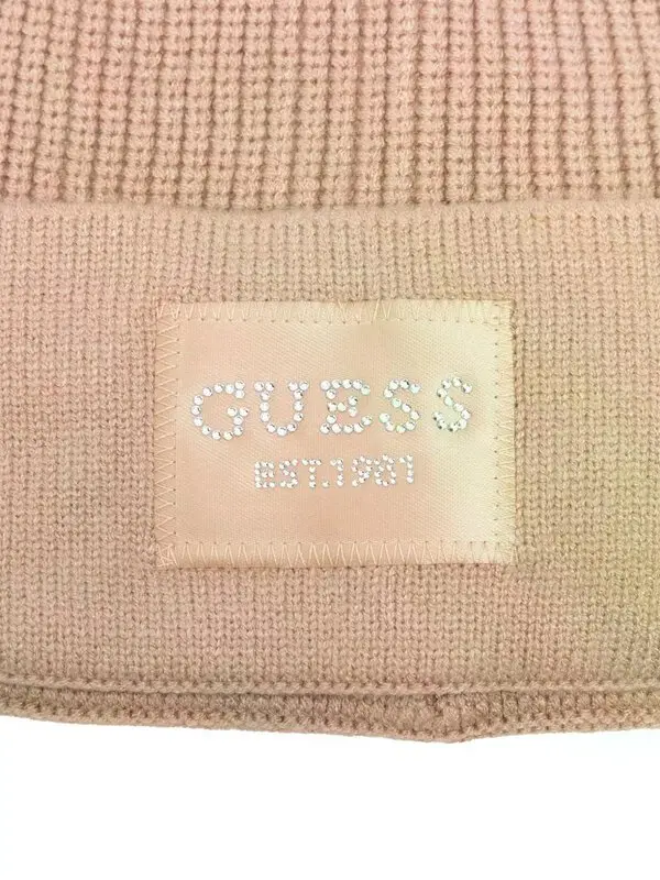 Guess Logo-patch Ribbed Beanie Hat