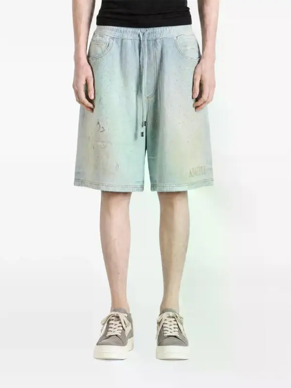 Amiri Crystals Denim Shorts - Blue
