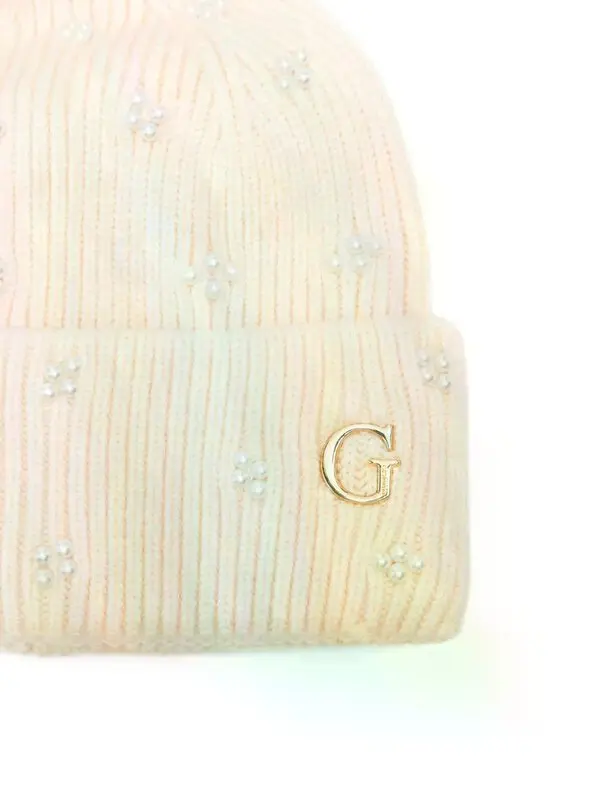 Guess Faux-pearl Pompom Beanie Hat